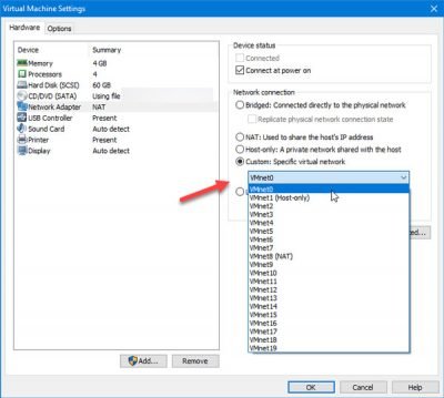 VMware Bridged network not working or detecting in Windows