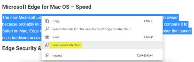 Make Edge browser Read Aloud eBook, PDF or Web pages
