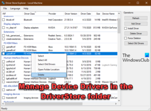 Manage Device Drivers in DriverStore folder with Driver Store Explorer