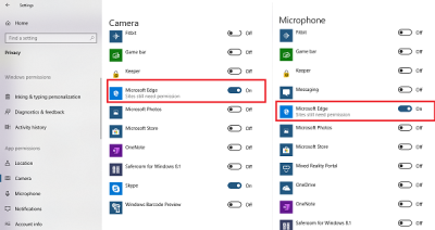 Facebook Messenger Voice and Video calls not working on Edge