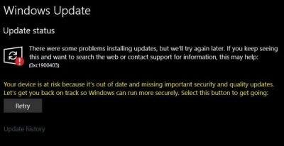 Fix 0xc1900403 Windows Update Error