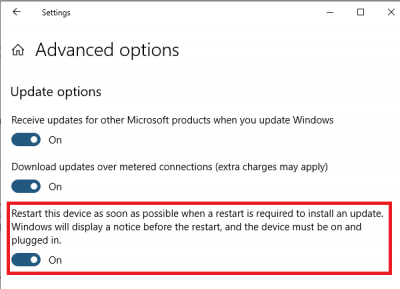 Set Windows to restart immediately to install an important Updates
