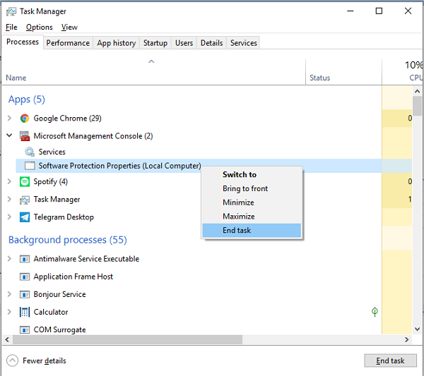 Software Protection Platform Sppsvc.exe causing High CPU usage