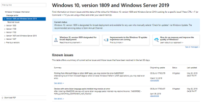 Windows 10 Release information, Versions, Known & resolved issues