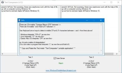 Compare two Text files with Text Comparator software for Windows