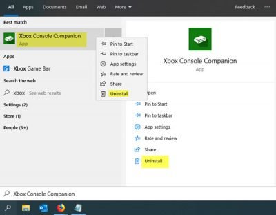 How to uninstall Xbox Console Companion app in Windows 11/10