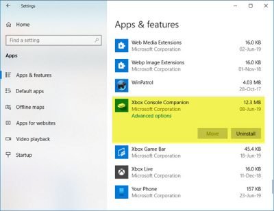 How to uninstall Xbox Console Companion app in Windows 11/10