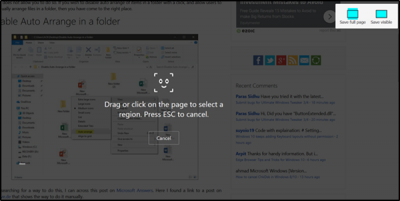 Capture a full webpage screenshot in Chrome & Firefox