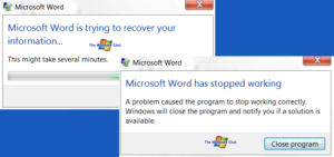 Microsoft Word has stopped working in Windows computer