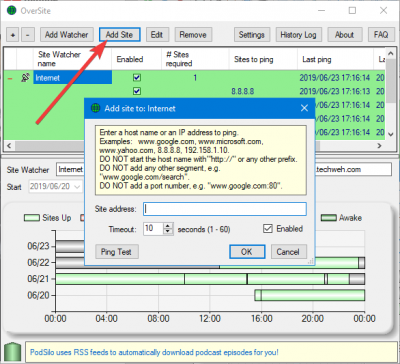 Monitor your internet connection and websites with OverSite