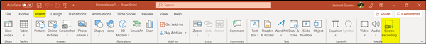 How to record screen using PowerPoint Screen Recording feature