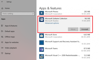 How to uninstall Microsoft Solitaire Collection in Windows 11