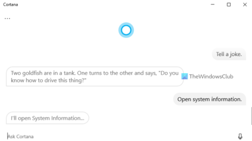 Microsoft Cortana voice commands to control Windows 11/10 PC