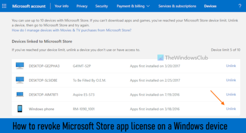 How to revoke Microsoft Store app license on a Windows device