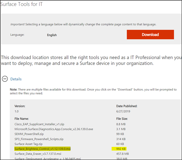 Surface Brightness Control: Change default brightness in Surface