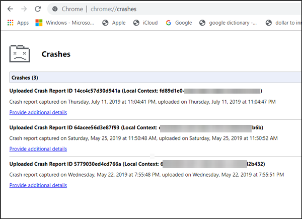 Stop Google Crash Reports from sending personal information