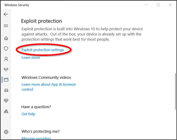 Add or exclude an app in Exploit Protection of Windows 11