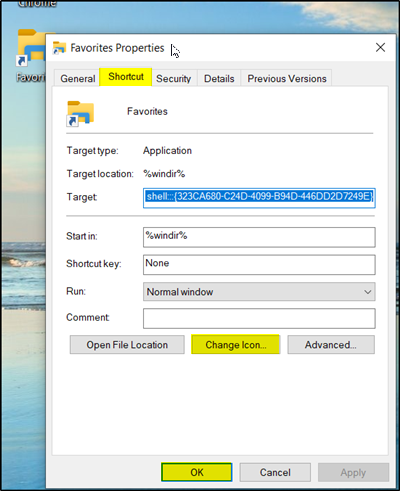 How to create Desktop Shortcut to Favorites in Windows 11