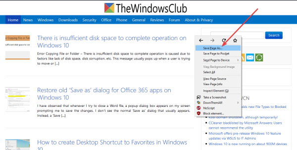 Download web pages for offline viewing using Firefox or Chrome