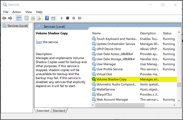 The shadow copy provider had an unexpected error (0x8004230F) 2025