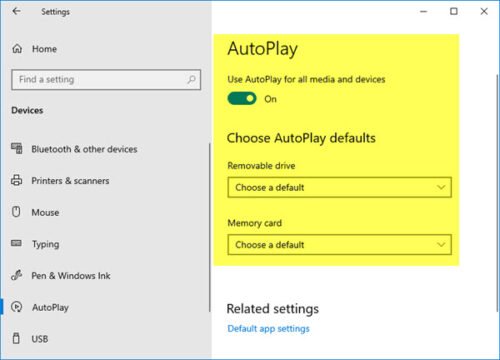 How to enable or disable AutoPlay in Windows 11