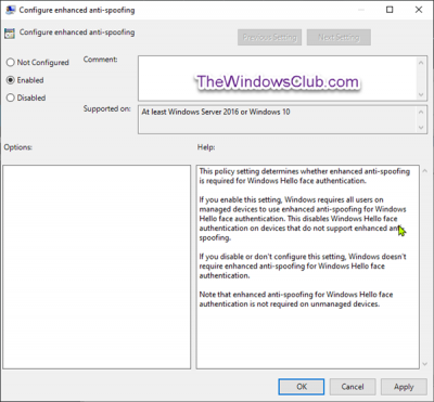 Enable Enhanced Anti-spoofing feature in Windows 11