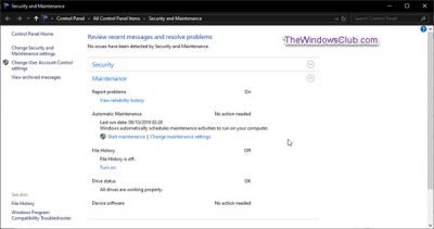 Turn off Security and Maintenance notifications in Windows 11