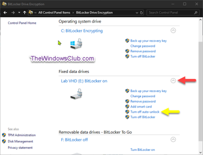Turn On or Off Auto-unlock for BitLocker Encrypted Data Drives