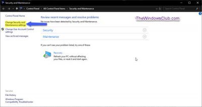 Turn off Security and Maintenance notifications in Windows 11