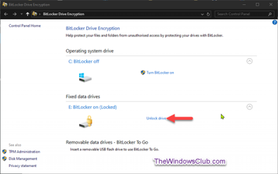 Unlock BitLocker Encrypted OS, Fixed or Removable Data Drive