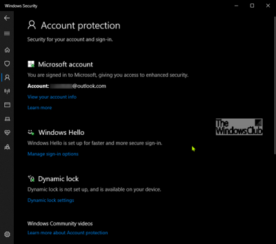 What is Account Protection in Windows and how to hide this section