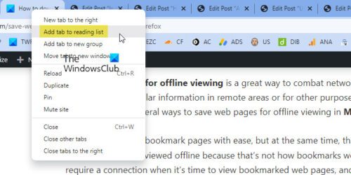 Download web pages for offline viewing using Firefox or Chrome