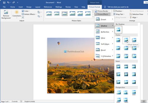 How to edit Images in Word using Picture Editing Tools
