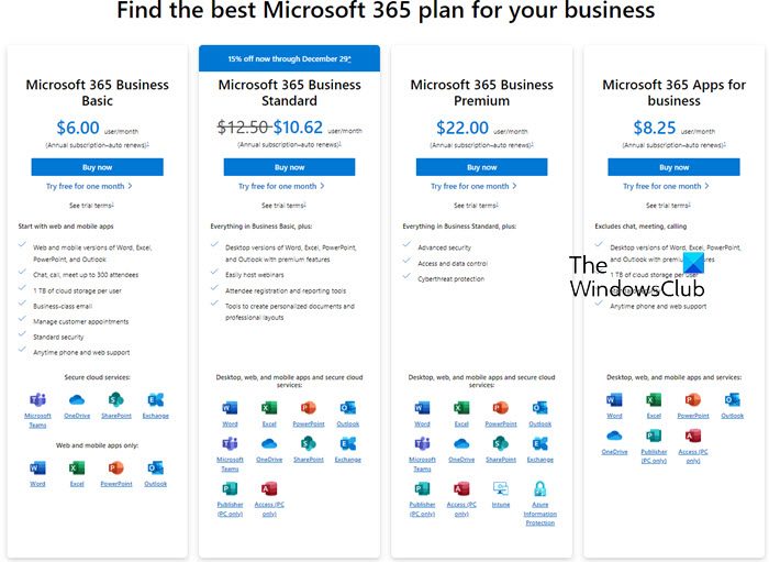 Compare Microsoft 365 Business Plans Compare Microsoft 365 Business Plans
