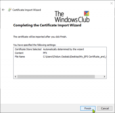 Import EFS File Encryption Certificate and Key (PFX file) in Windows 10 ...