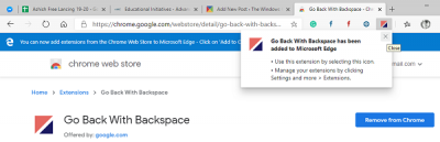 How to enable Backspace in Edge and Chrome browser
