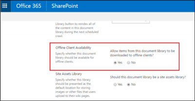 Turn On/Off sync for SharePoint Document Library