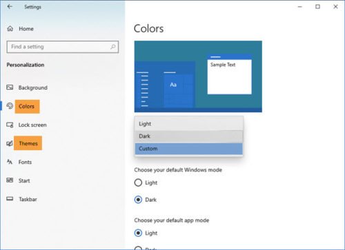 Show accent color on Start, Taskbar, Title Bar grayed out