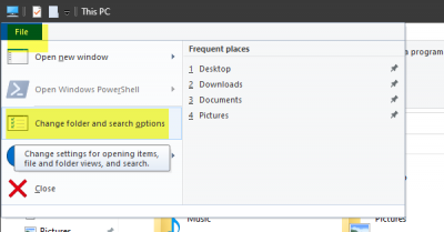 How to open Folder or File Explorer Options in Windows 11