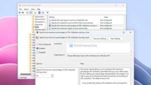 How to change Maximum CPU Usage for Windows Defender Scan