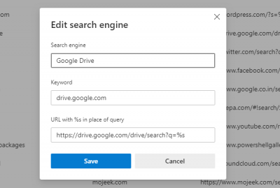 Search any website directly from the Chrome or Edge Address Bar