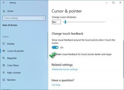 Make visual feedback for touch points darker and larger in Windows 11/10