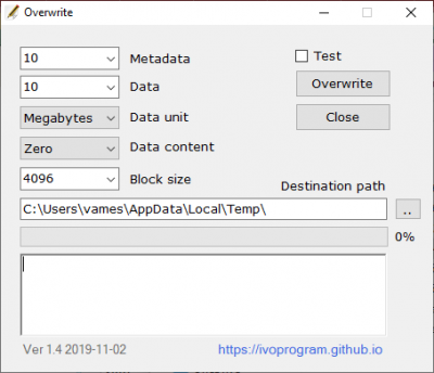Overwrite Tool: Erase, wipe data, metadata & empty space on disk