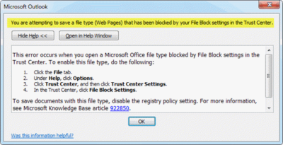 How to change File Block settings in Microsoft Office programs