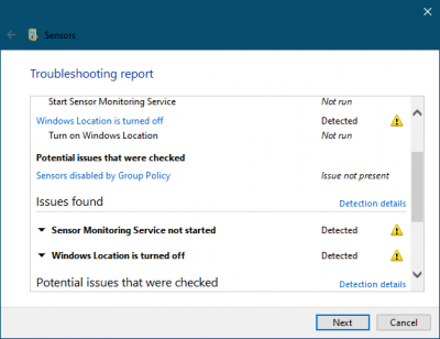 Windows Sensors Troubleshooter: Fix Sensor, Motion, Location problems