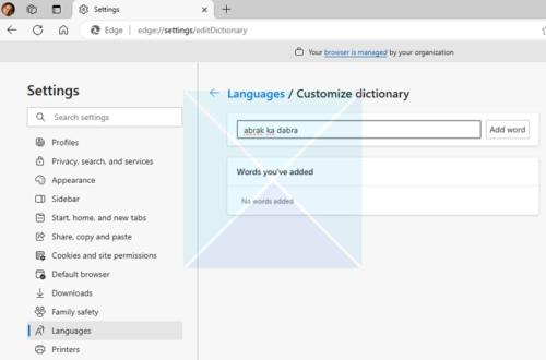 Enable or Disable Spell Checking in Edge for a specific language