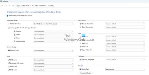 AutoPlay in Windows 11/10 explained - FAQ