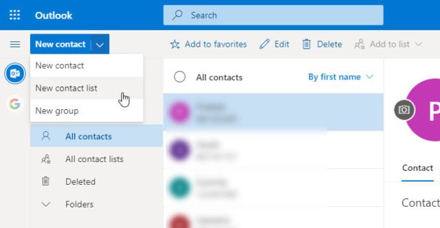 Send email to multiple contacts using People Contact List in Outlook.com
