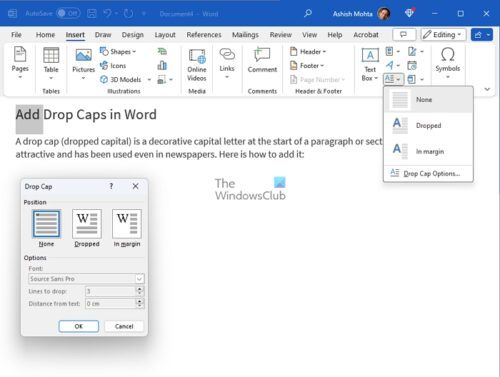 How to Change Background Color and Add Drop Caps in Word