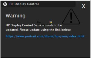 HP Display Control Service needs to be updated
